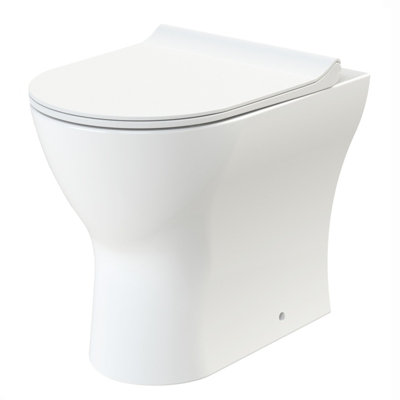 Rimless Back to Wall Toilet BTW Pan Soft Close WC Concealed Cistern ...