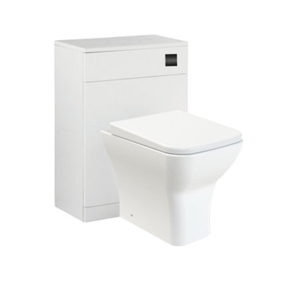 Rimless Back to Wall Toilet Square Pan with WC Unit Concealed Cistern ...