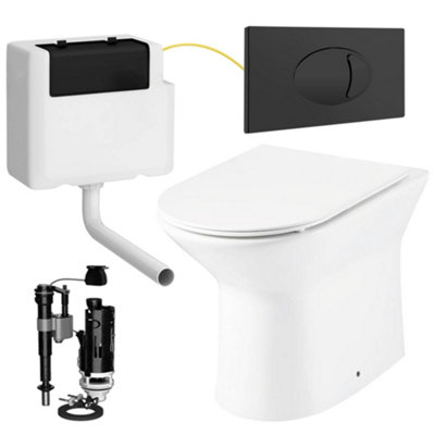 Rimless D Shape Back to Wall Toilet Pan with Soft Close Slim Seat and ...