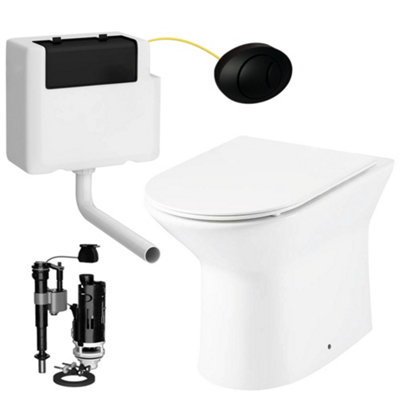 Rimless D Shape Back to Wall Toilet Pan with Soft Close Slim Seat and ...
