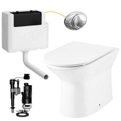 Rimless D Shape Back to Wall Toilet Pan with Soft Close Slim Seat and ...