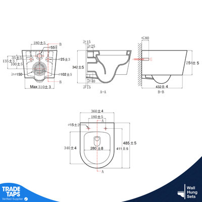 Rimless D Wall Hung Toilet Pan, Seat & GROHE 1.13m Concealed Cistern ...