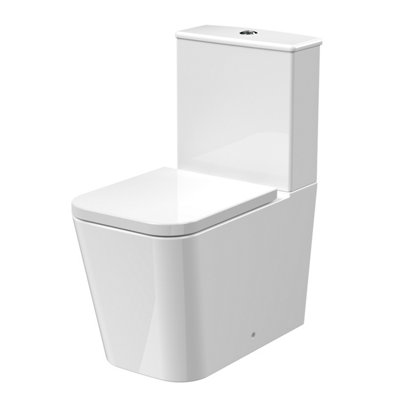 Rimless Flush to Wall Toilet Pan, Cistern & Soft Close Seat - 792mm x ...