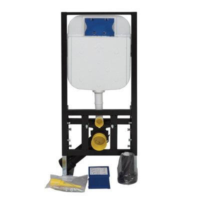 Rimless Wall Hung Toilet Pan & Concealed Cistern Matt Black Square ...