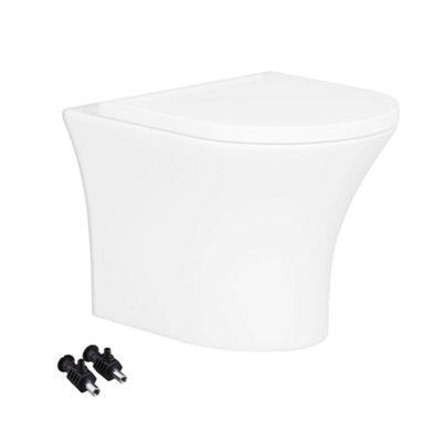 Rimless Wall Hung Toilet Pan with Concealed Cistern Fame - Chrome Flush ...