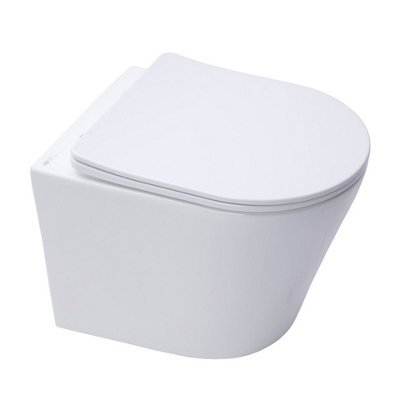 Rimless Wall Hung Toilet Pan with Seat | DIY at B&Q