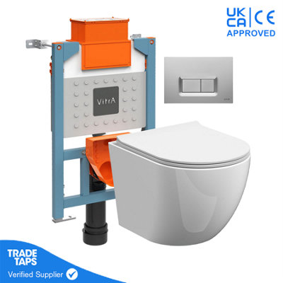 Rimless Wall Hung Toilet Pan with VITRA 0.82m Low Height Concealed ...