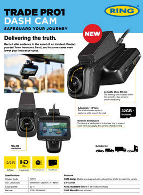 Ring Dash Cam Trade Pro1 Includes 32GB MicroSD card Hardwire