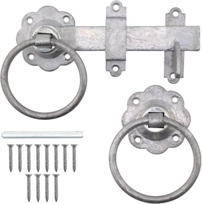 RING GATE LATCH SET 6 INCH 150MM HEAVY DUTY GALVANISED AUTO CATCH SET ...