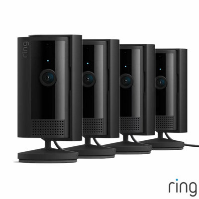 Ring Wired Indoor Camera 4 Pack in Black 1080p HD Video, Two-Way Talk ...