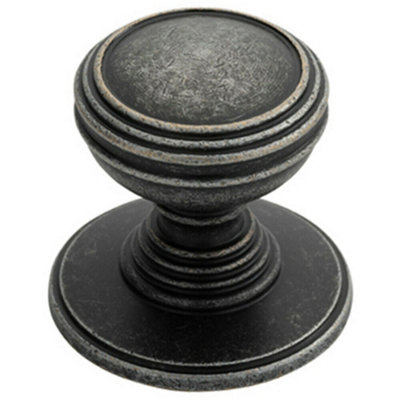 Ringed Tiered Cupboard Door Knob 30mm Diameter Pewter Cabinet Handle | DIY at B&Q