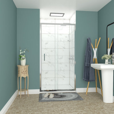 Rinse 1000x1900mm Sliding Single Shower Enclosure for Wetroom Cubicle ...