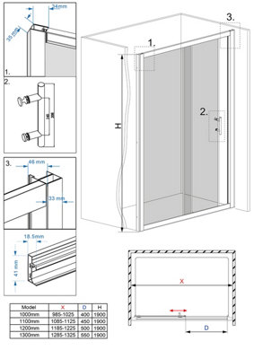 Shop Rinse 1100x1900mm Sliding Single Shower Enclosure For Wetroom