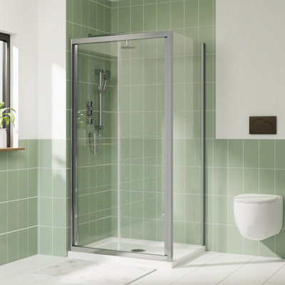 Rinse 1100x900mm Bifold Shower Enclosures 6mm Clean Shower Door Folding Shower Screen with Side ...
