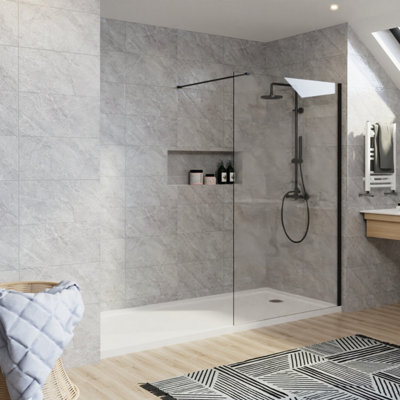 Rinse 1200mm Walkin Shower Enclosure 8mm Easy Clean Glass Shower Screen ...