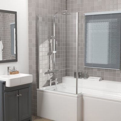 Rinse 800x1400mm Pivot Double Panel Over Bath Shower Screen Door 6mm ...
