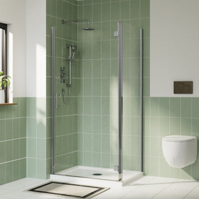 Rinse Bathroom Shower Enclosure Hinged Door With Side Panel 6mm Clear