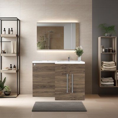 Rinse Bathrooms 1100mm RH Vanity Unit with Basin and Back to Wall Unit ...
