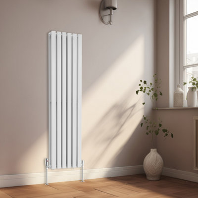 Rinse Bathrooms 1600 x 410mm White Vertical Designer Radiator Rad ...