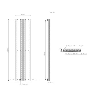 Rinse Bathrooms 1600 x 410mm White Vertical Designer Radiator Rad ...