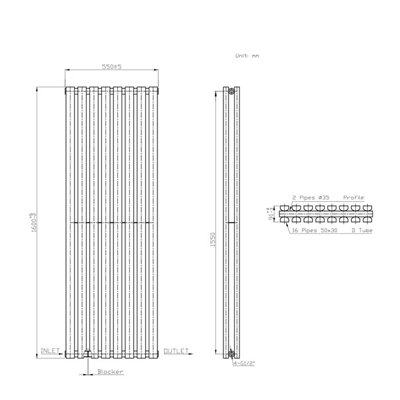 Rinse Bathrooms 1600x550mm Vertical Column Designer Radiator Anthracite ...