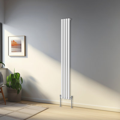 Rinse Bathrooms 1800x236mm White Vertical Designer Radiator Single ...