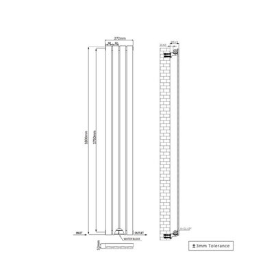 Rinse Bathrooms 1800x272mm Vertical Column Designer Radiator Anthracite ...