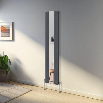 Rinse Bathrooms 1800x380mm Vertical Column Designer Mirror Radiator ...