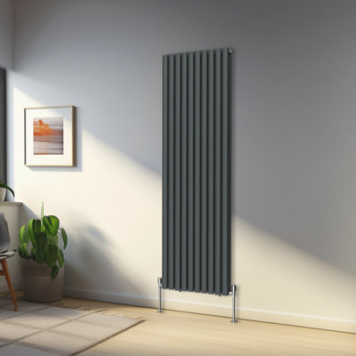 Rinse Bathrooms 1800x590mm Anthracite Vertical Designer Radiator Double ...