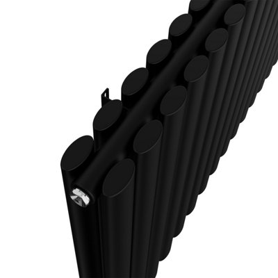 Rinse Bathrooms 1800x590mm Black Vertical Designer Radiator Double ...