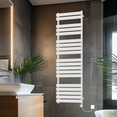 Rinse Bathrooms 1800x600mm White Flat Panel Electric Heated Towel Rail ...