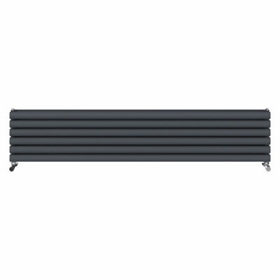 Rinse Bathrooms 354x1800mm Anthracite Horizontal Radiator Double Column ...
