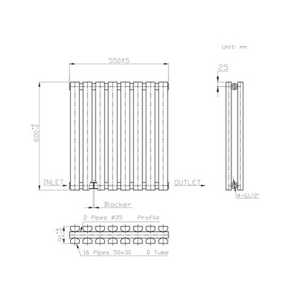 Rinse Bathrooms 600x550mm Grey Anthracite Horizontal Designer Radiator ...