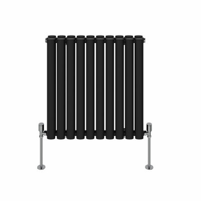 Rinse Bathrooms 600x590mm Black Horizontal Designer Radiator Double ...