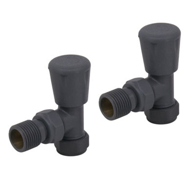 Rinse Bathrooms Angled Anthracite Towel Radiator Valves 15mm Twin Pack