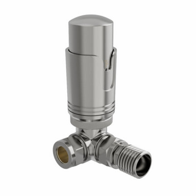 Rinse Bathrooms Angled Thermostatic Radiator Valve Corner TRV Satin ...