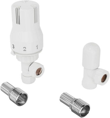 Rinse Bathrooms Angled Thermostatic Radiator Valve TRV + Lockshield ...