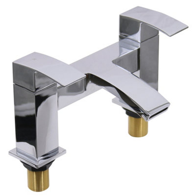 Rinse Bathrooms Bath Taps Chrome Waterfall Tub Taps Square Bathroom ...