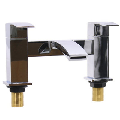 Rinse Bathrooms Bath Taps Chrome Waterfall Tub Taps Square Bathroom ...