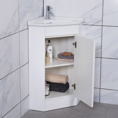 Rinse Bathrooms Bathroom Cabinet White Corner Floorstanding Vanity Unit ...