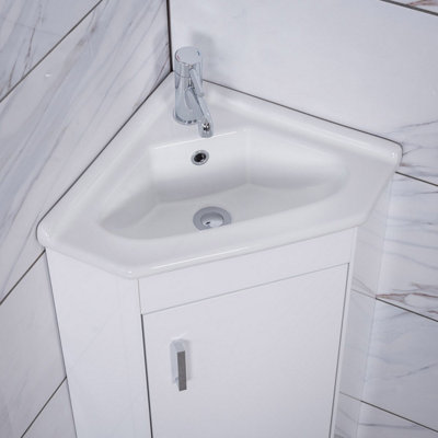 Rinse Bathrooms Bathroom Cabinet White Corner Floorstanding Vanity Unit ...