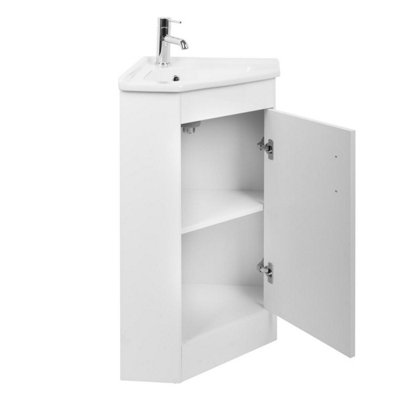 Rinse Bathrooms Bathroom Cabinet White Corner Floorstanding Vanity Unit ...