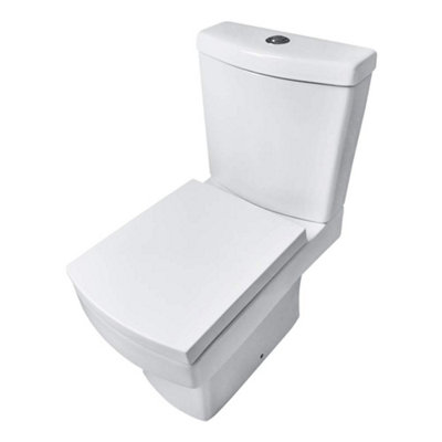 Rinse Bathrooms Bathroom Dual Flush Close Coupled Toilet Square WC with ...