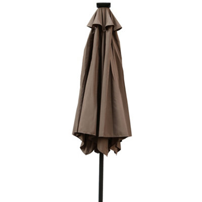 Rinse Bathrooms Brown Garden Parasol with Solar Powered Lights with ...