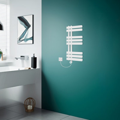 Rinse Bathrooms Designer Electric Thermostatic Heated Towel Rail D ...