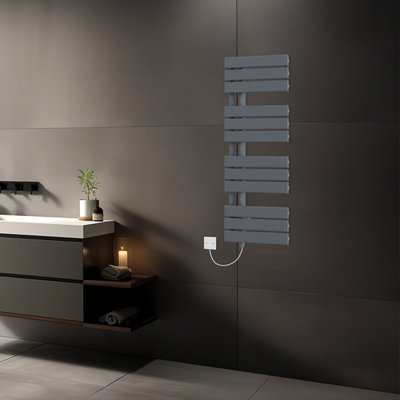 Rinse Bathrooms Designer Flat Panel Electric Heated Towel Rail Radiator ...