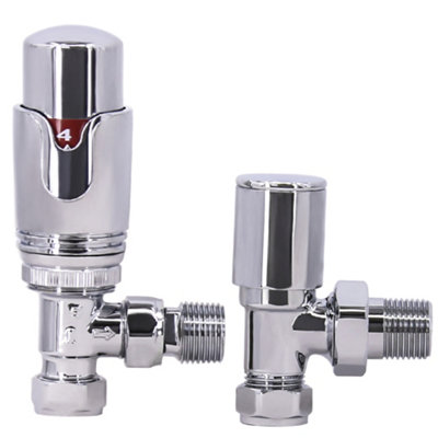 Rinse Bathrooms Designer Modern Angled Thermostatic Radiator Valve Pack ...