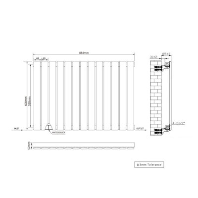 Rinse Bathrooms Horizontal 600x884mm Flat Panel Column Designer ...