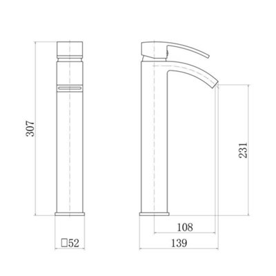 Rinse Bathrooms Modern Bathroom Waterfall High Rise Tall Basin Mixer ...