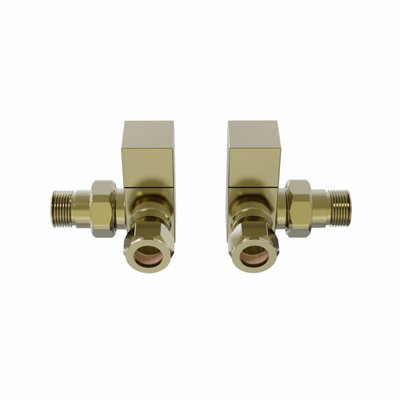 Rinse Bathrooms Modern Corner Towel Radiator Valves Square Twin Pack 1/ ...